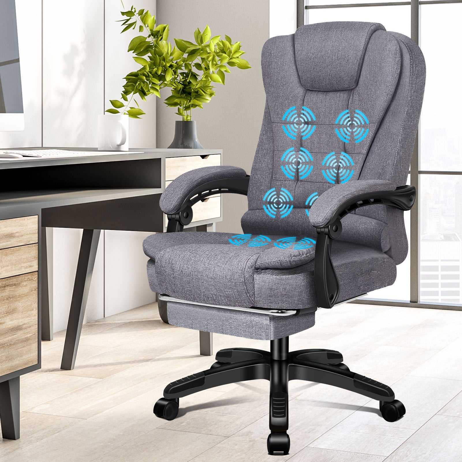 ELFORDSON Massage Office Chair Heated Seat Executive Gaming Racer, Fab – Elfordson