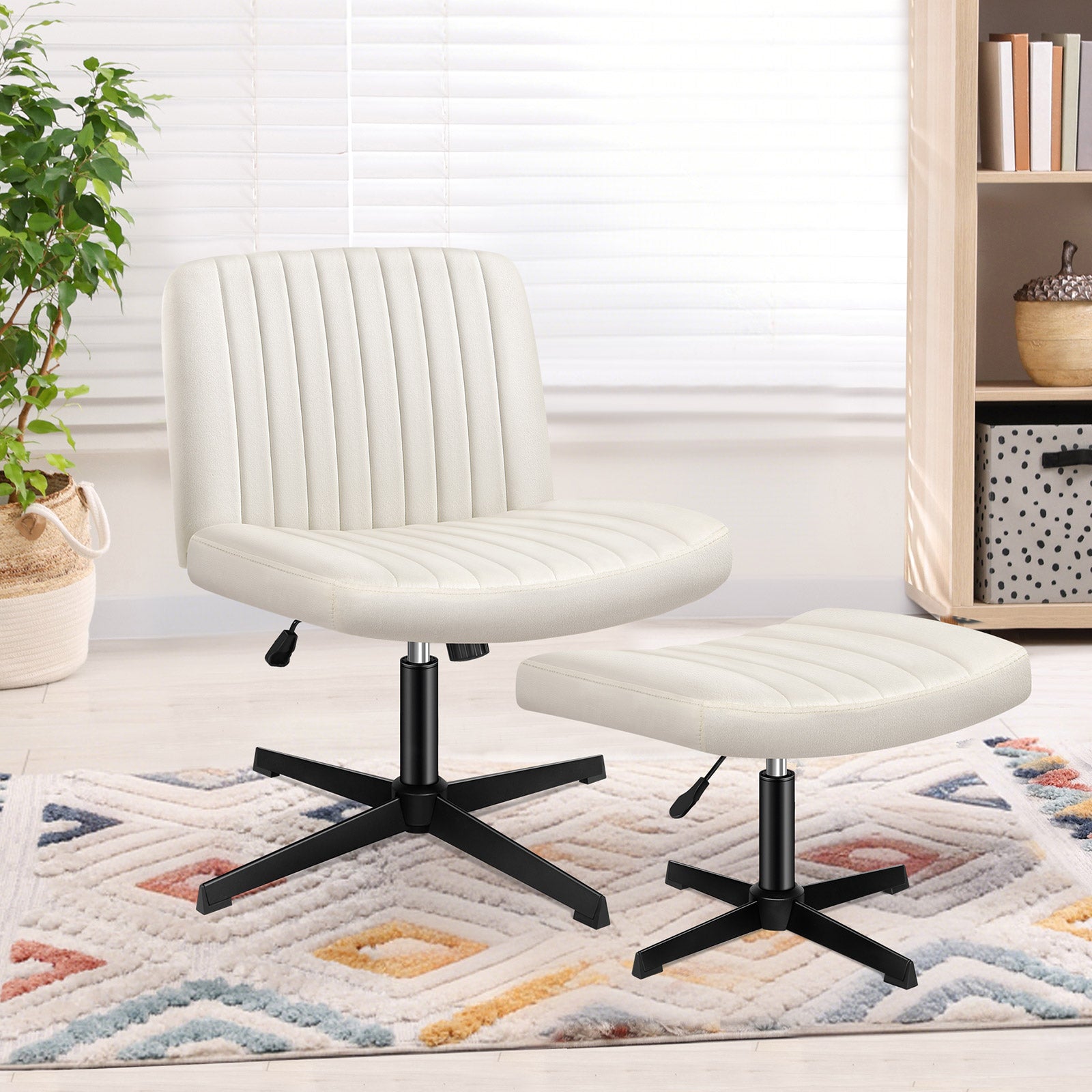 ELFORDSON Office Chair Computer Executive Seat Work Ottoman Velvet Bei ...